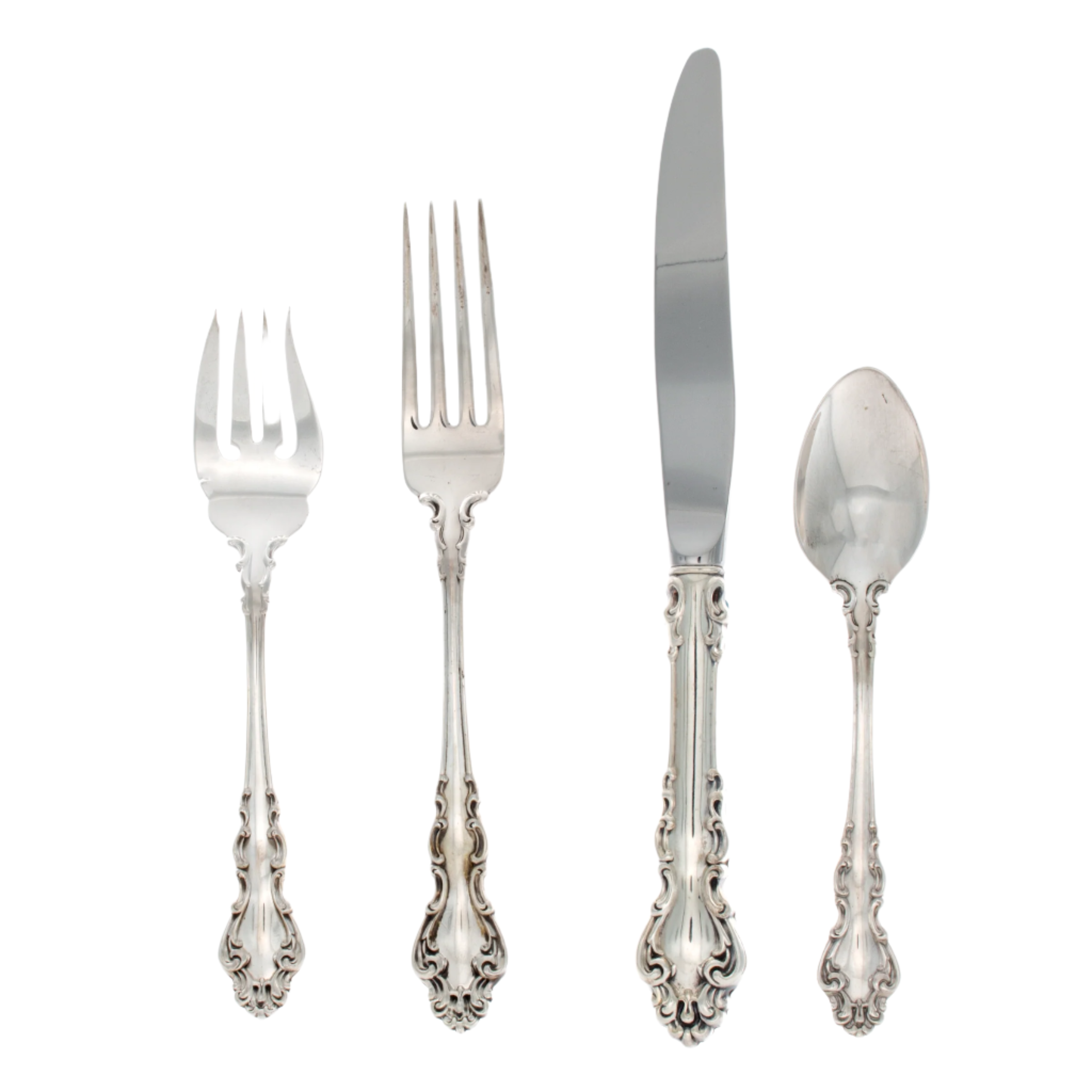 Spanish Baroque Sterling Silver 4 Piece Place Setting – Louise Doggett ...